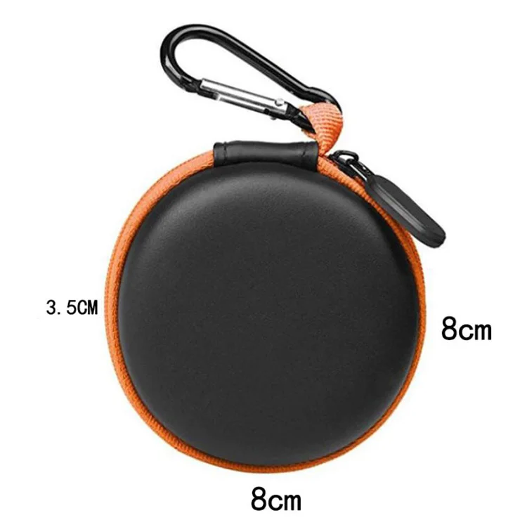 Basic Black PU Leather Eva Cover Round Earphone Zipper Protective Box ...