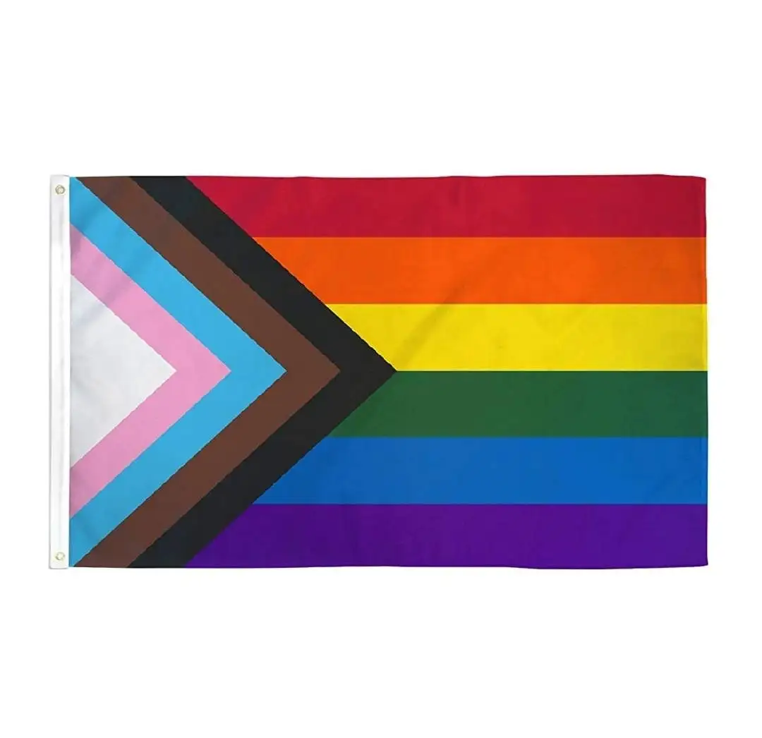 Stock 100%polyester 3x5ft Rainbow Progressive Pride Flag - Buy ...