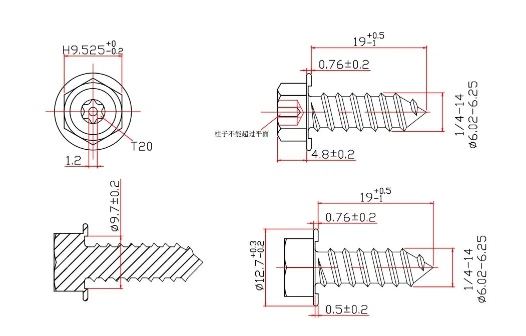 Steel T20 Torx with Pin License Plate Screws for Car Truck SUV Vehicle