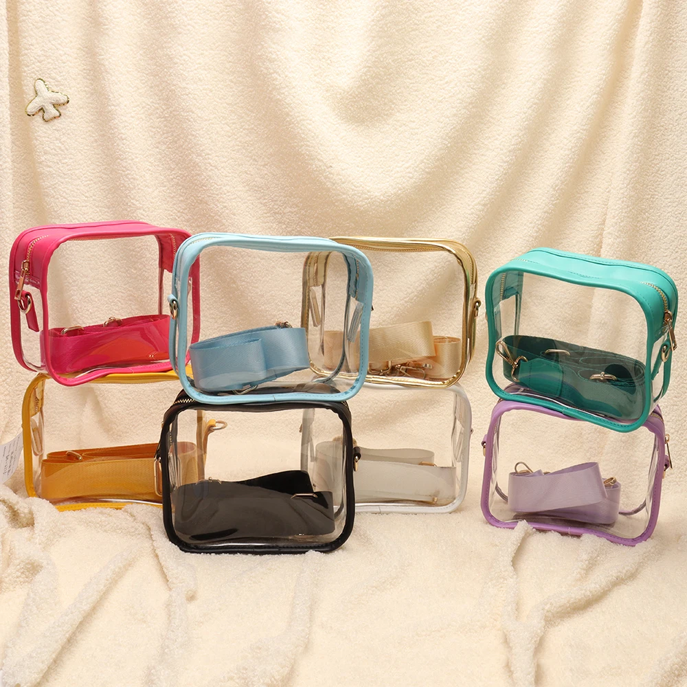 Women Clear Travel Pvc Clear Crossbody Bag Candy Color Transparent ...