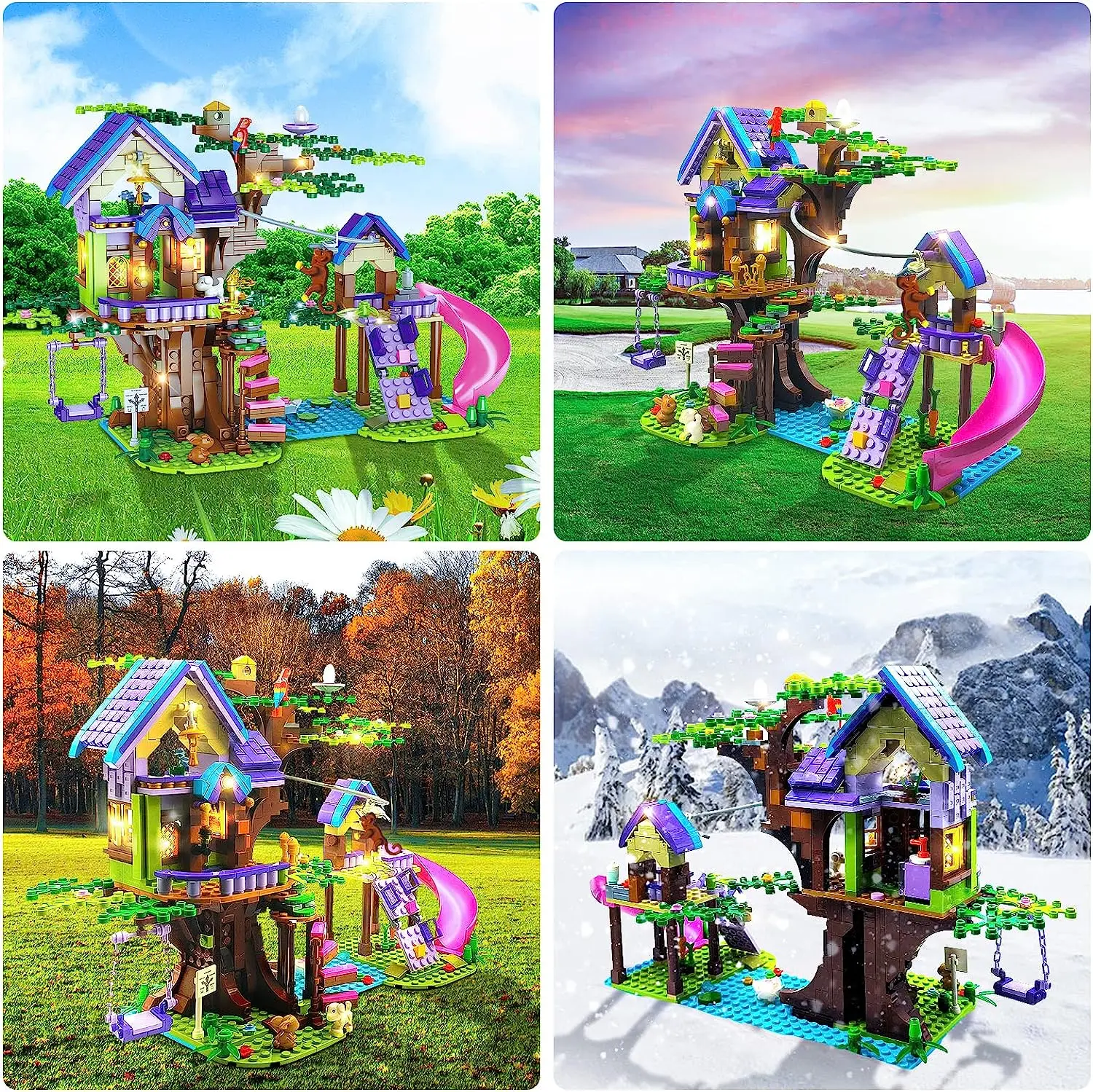 Tree House Building Toy Treehouse Building Block Set With Slides Swing ...