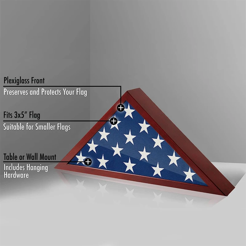 Large Wooden Flag Box Display Case For Burial Flag Triangle Flag Holder ...