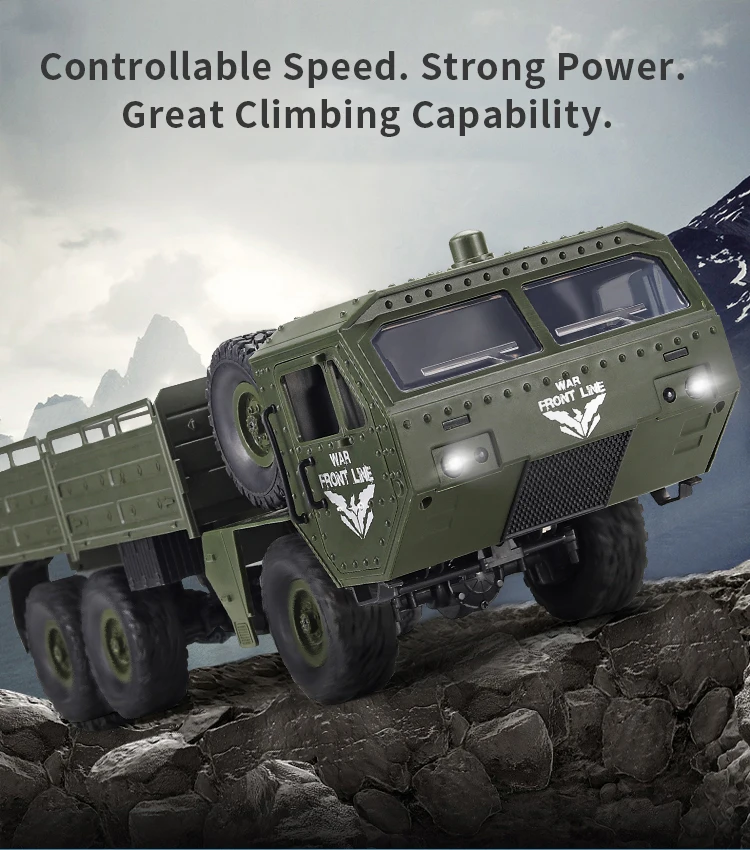 Jjrc Q75 Model Army Truck 6x6 6wd Rc Climbing Car Military Vehicles Rc ...