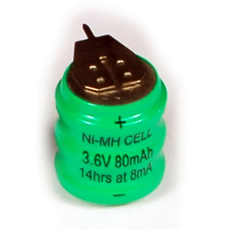 Eunicell NI-MH 3.6V 80mah Rechargeable Button Cell Battery