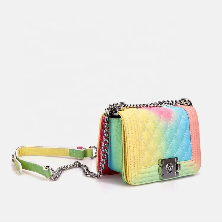 Rainbow Color Women Shoulder Bag Purses Lady Handbag Graffiti Bags Pu ...