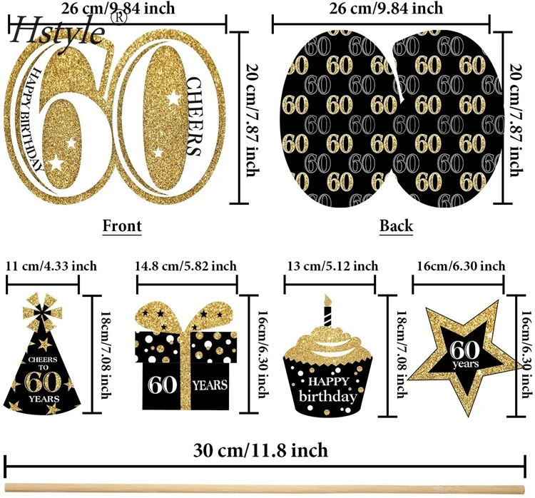 60th Birthday Party Centerpiece - Cheers to 60 Years Decorations, Eco ...