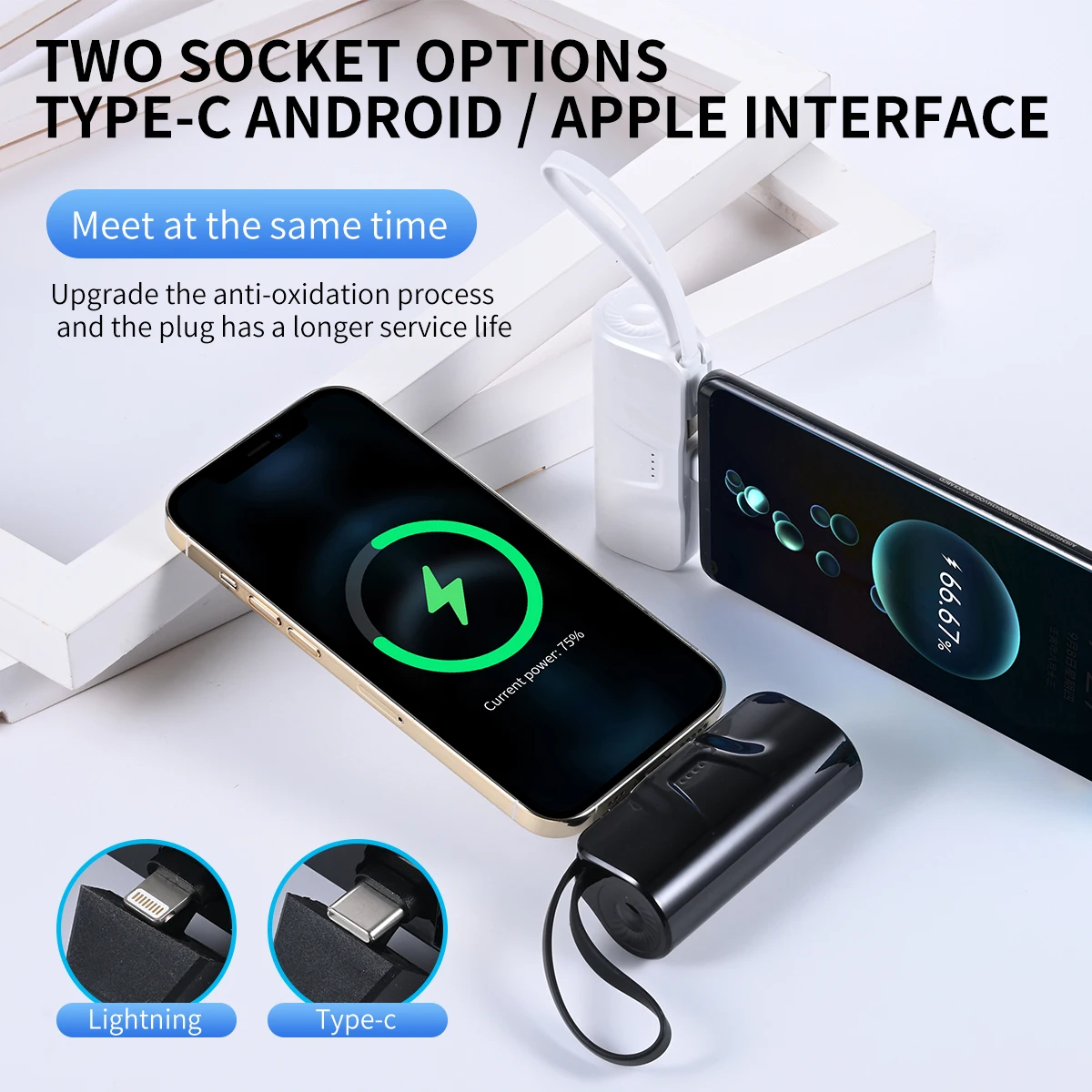 Small Portable Charger 5000mah Ultra-compact Power Bank Cute Battery ...