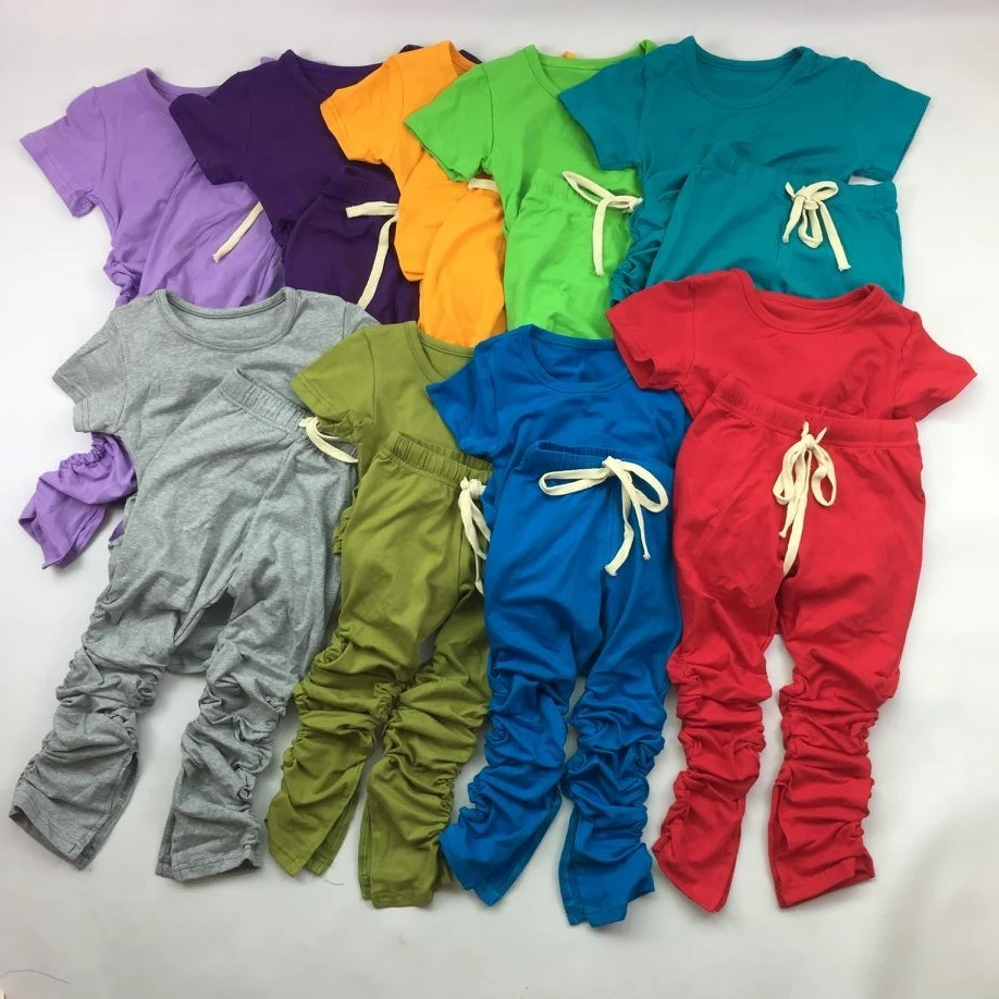 Rts Multi Colors Kids Stacked Pants Baby Girls Sets Two Pieces ...