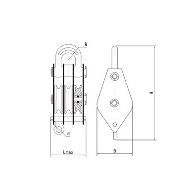 Heavy Duty Three-Wheel Open Block Pulley with Hook - JYH