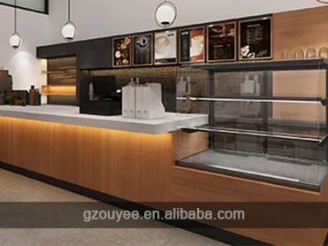 Modern Coffee Shop Interior Design with LED Counter Display