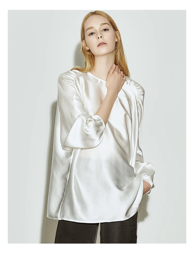 New Product Solid Color Elegant Silk Tops Or Blouses 2020 Women Silk ...
