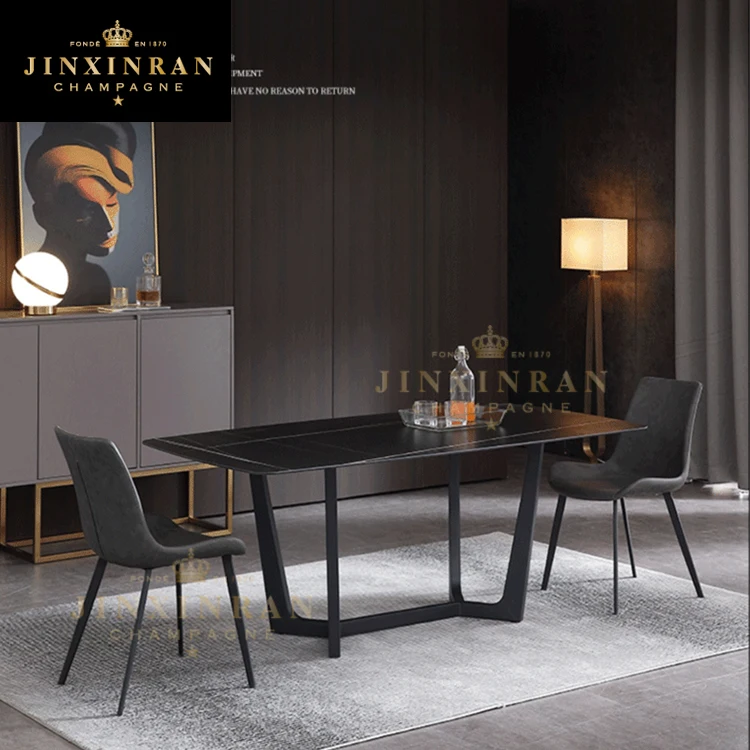 Modern Design Dining Table 6 Seater With Ceramic Top Iron Base Natural ...