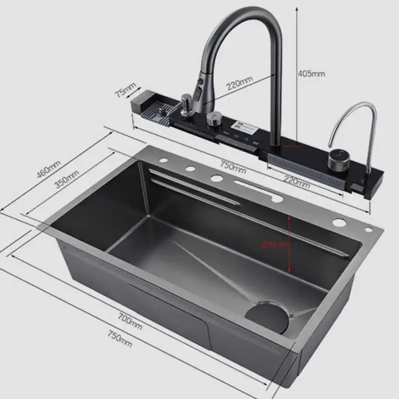 MCBKRPDIO Gold SUS Modern Stainless Steel Kitchen Sink with Digital ...