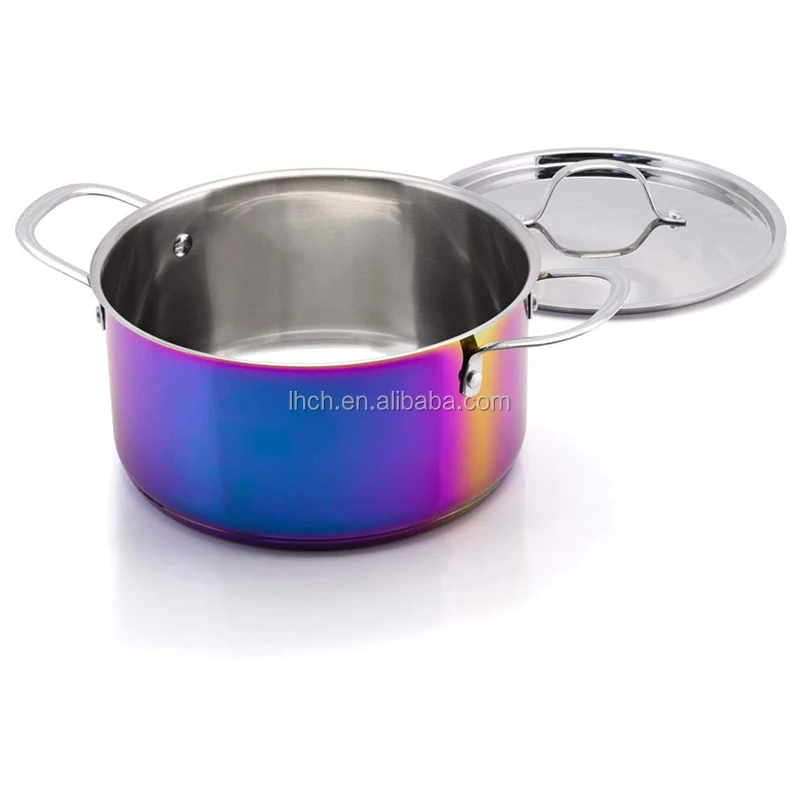 Rainbow Painting 5 Pcs Dishwasher Safe Stainless Steel Cookware Set,9 ...