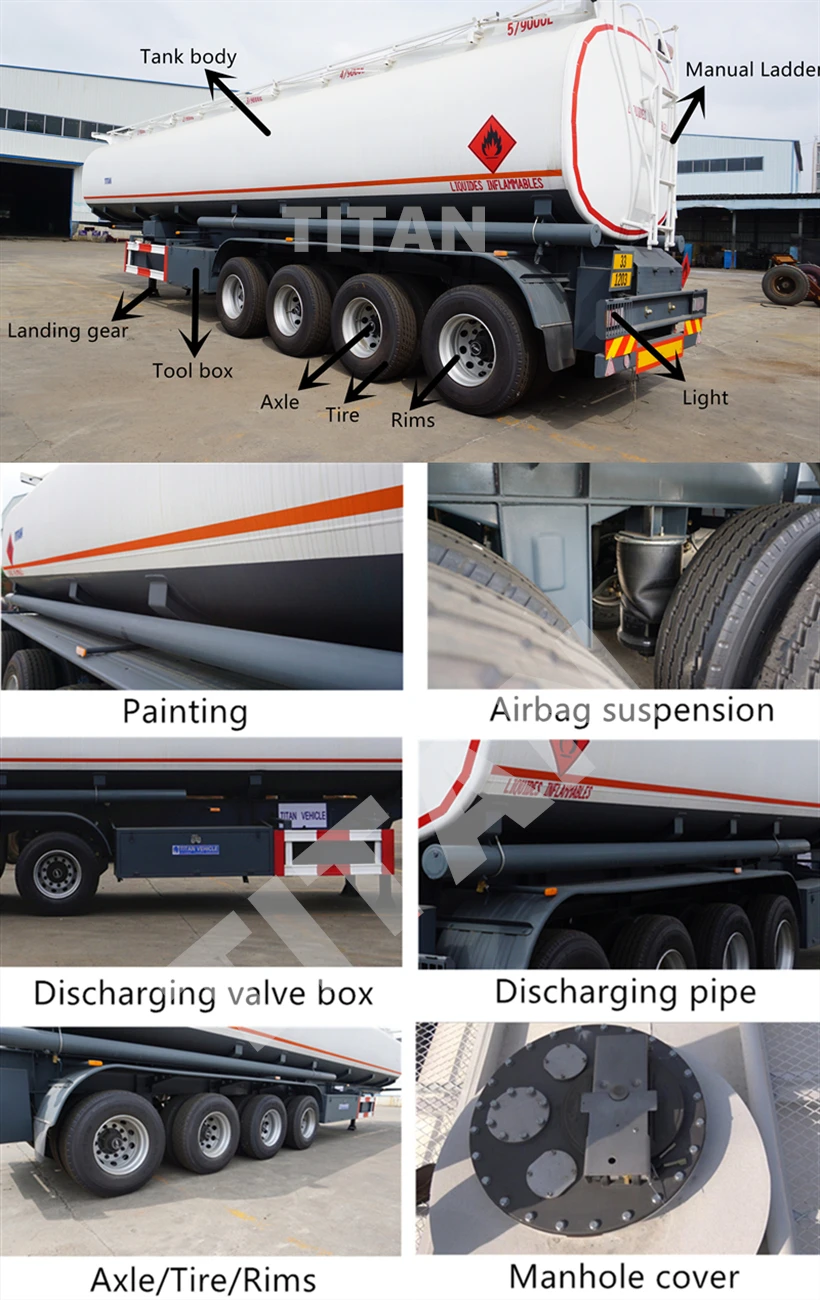 54000 L 4 Axle Stainless Steel Diesel Fuel Tanker Trailer