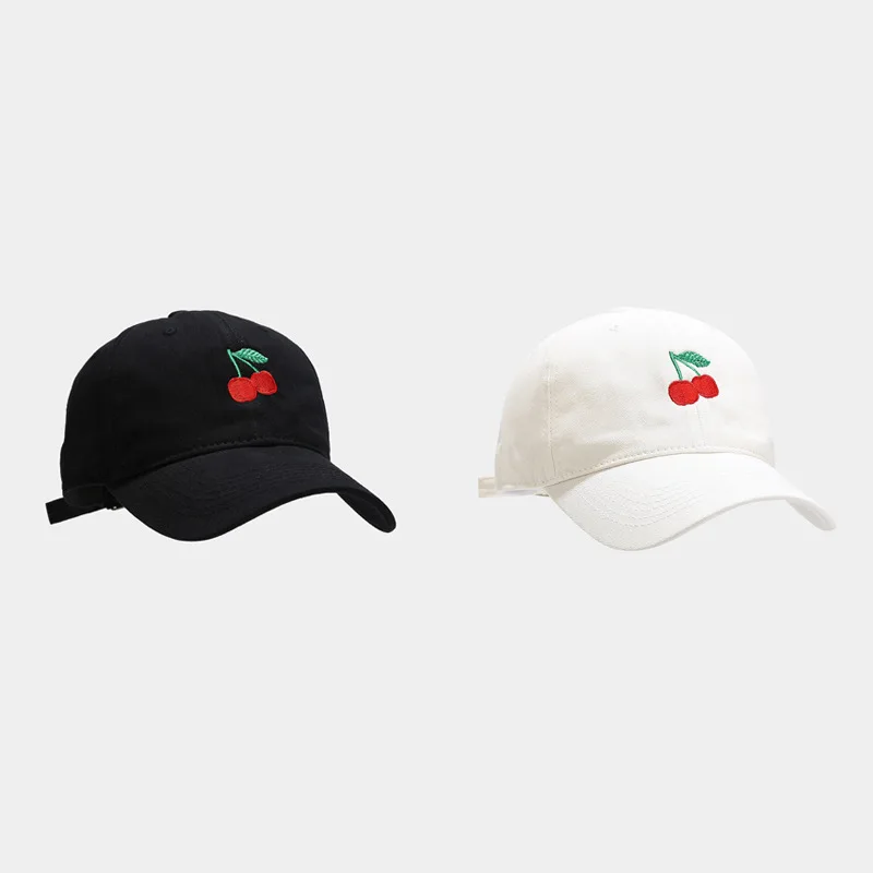 Unisex Baseball Cap Fruit Cherry Embroidery Soft Top Duckbill Cap ...