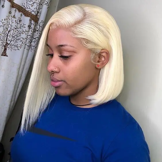 Short Bob 13x4 Transparent Lace 613 Blonde Lace Front Human Hair Wigs