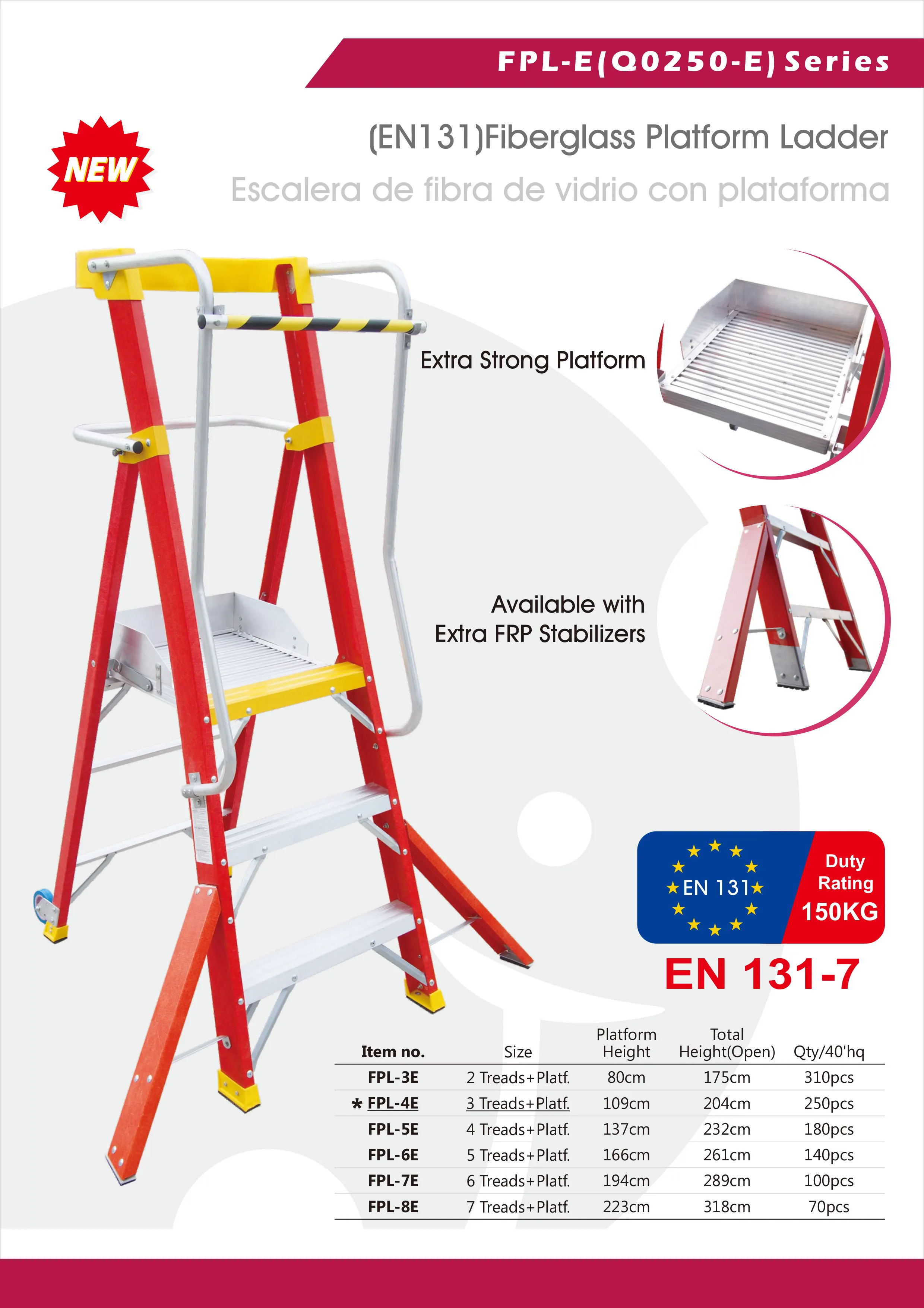 Fiberglass Folding Platform Ladders - Durable & Versatile