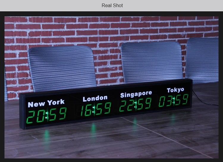 Custom Multi Time Zone Digital Wall Clock - Cheetie International Time ...