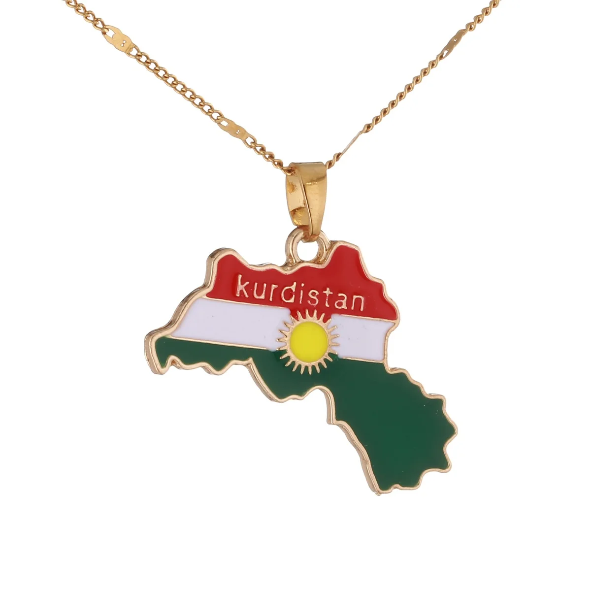 Gold Color Kurdistan Map Pendant Necklaces Chain Kurdish Koerdistan Map ...