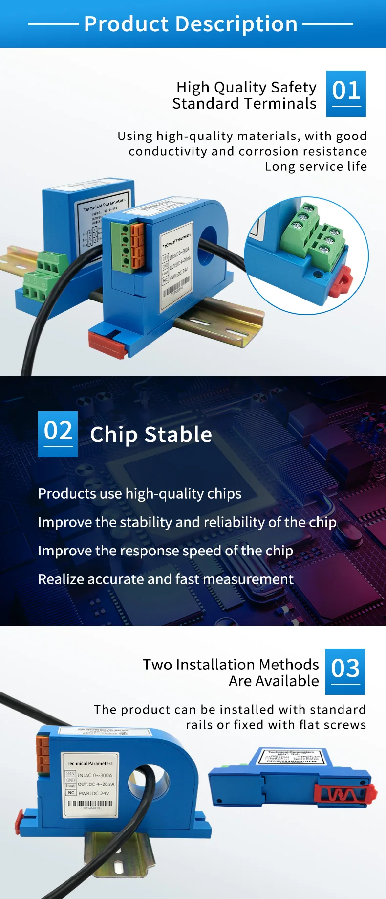 Rs485 / 4g / Lora Output Transducer Ac Voltage Current Transmitter ...