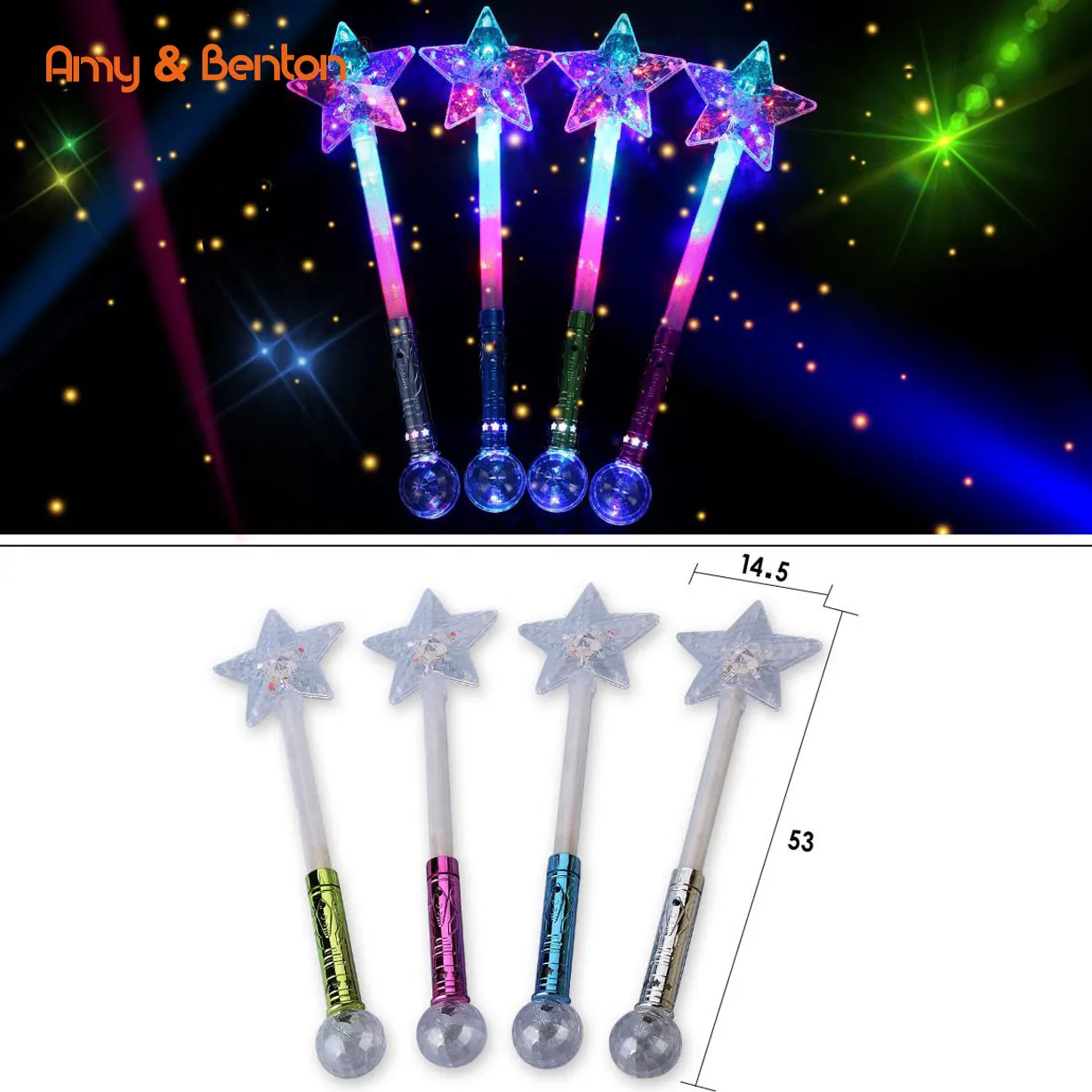 Flashing Glow Star Sticks Wand Flashing Light Up Toys For Concert Or ...