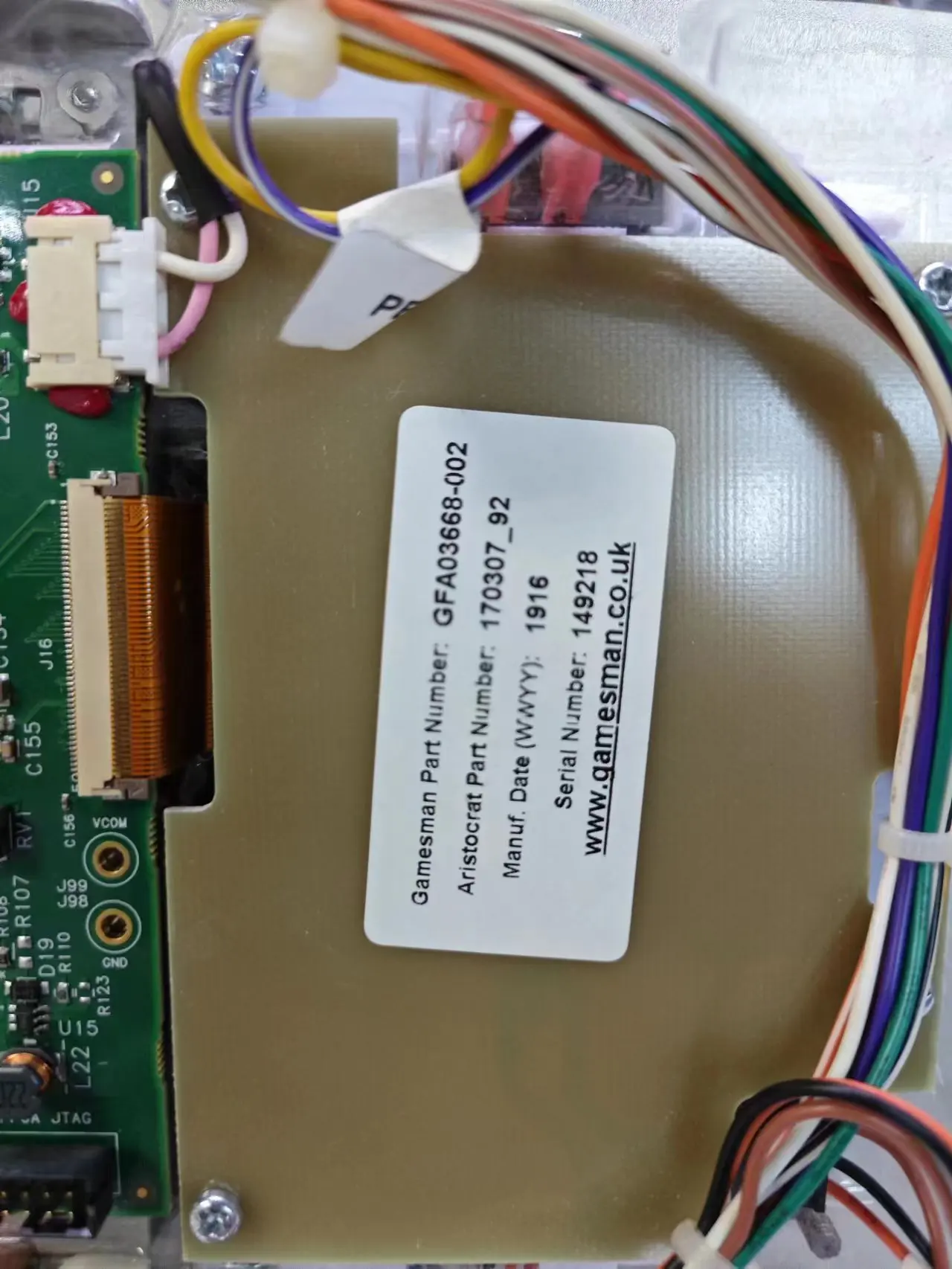 Aristocrat Helix Mk8 LCD Button Panel Gamesman Part GFA03668-002 ...