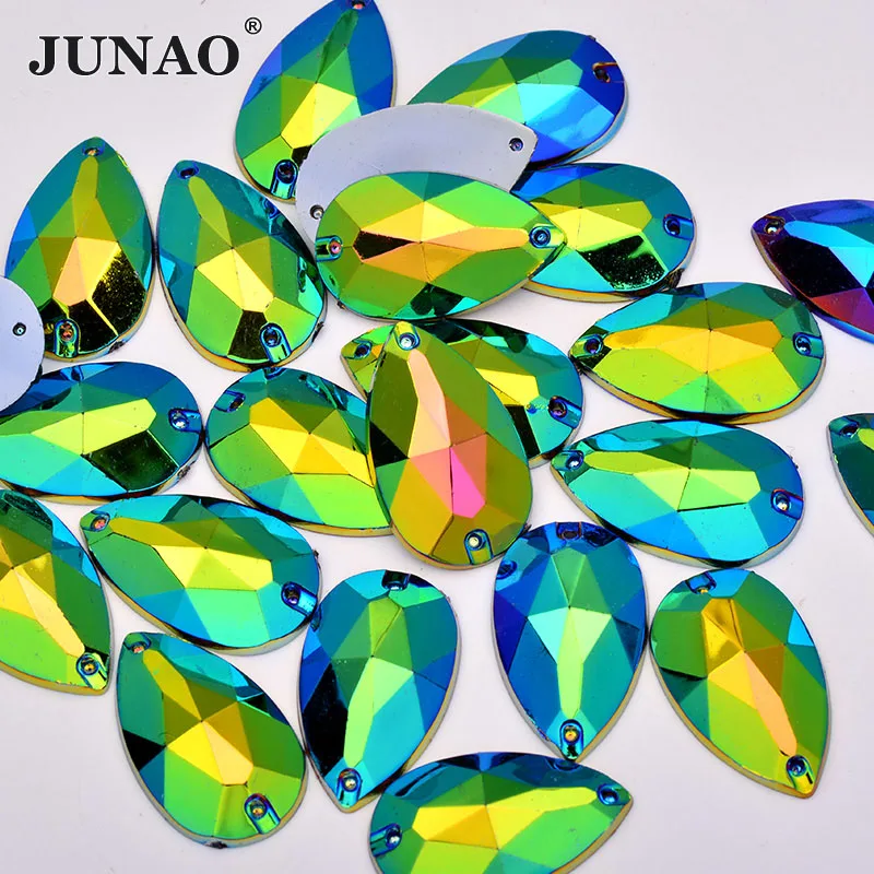 17*28mm Sewing Acrylic Strass Applique Yellow AB Crystal