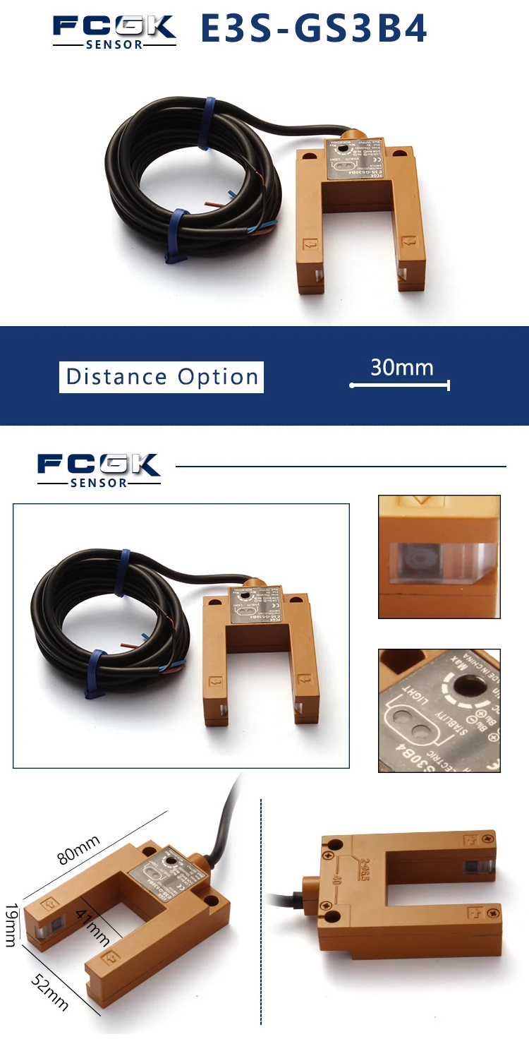 U Type E3s-gs3e4 Photoelectric Sensor Switch Metallic Housing Grooved ...