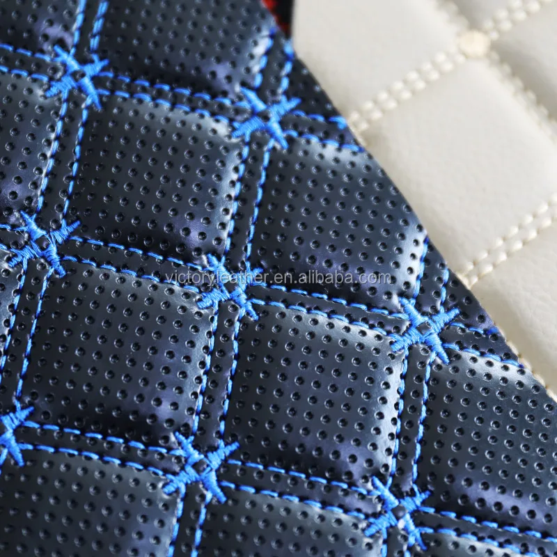 Quilted Embroidery Perforated Rexine Pvc Leather With Foam And Nonwoven ...