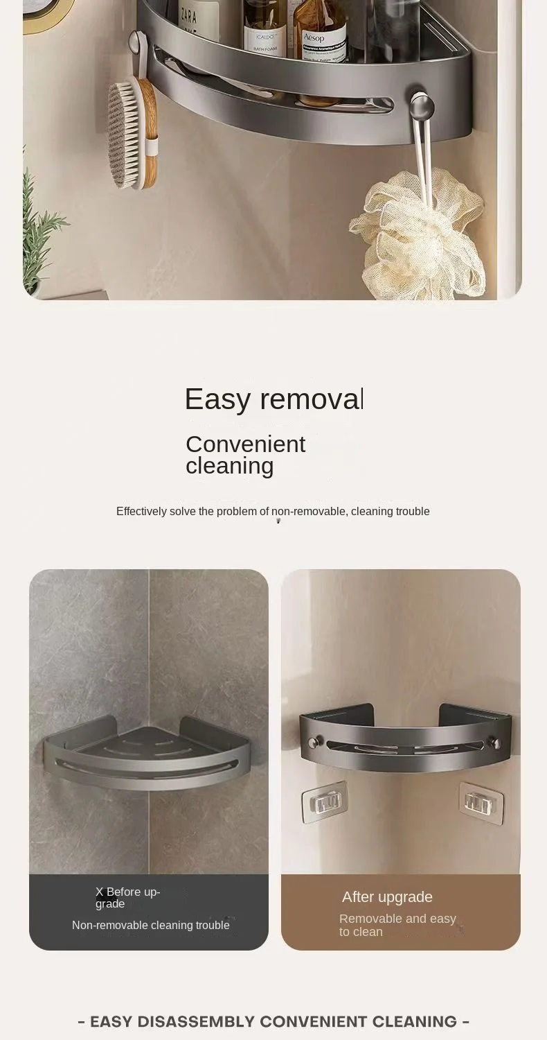 Modern Single-Tier Plastic Bathroom Corner Rack by Factory Punch-Free ...