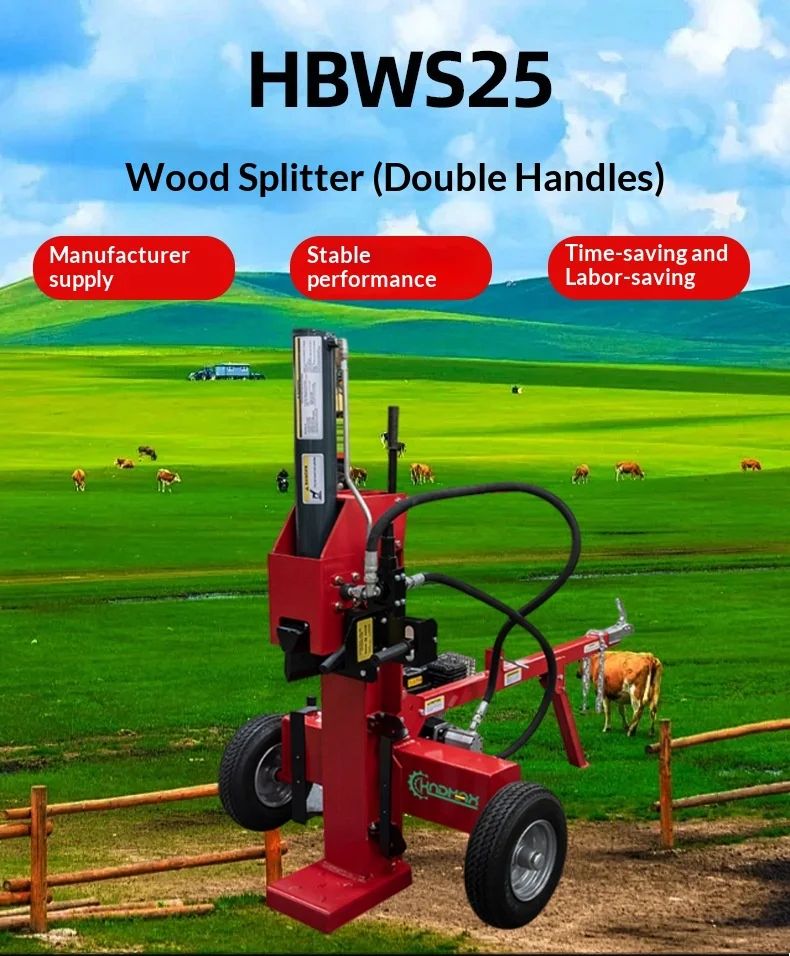 25 Tons Vertical Horizontal Agricultural Wheel Log Splitter Garden Farm ...