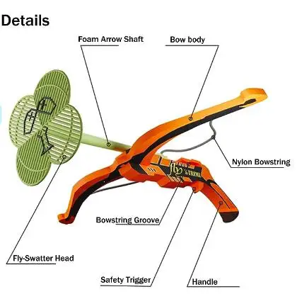 Fly Hunting Wooden Crossbow OEM Bug Gun Fly Swatter Arrows Bamboo Wood ...