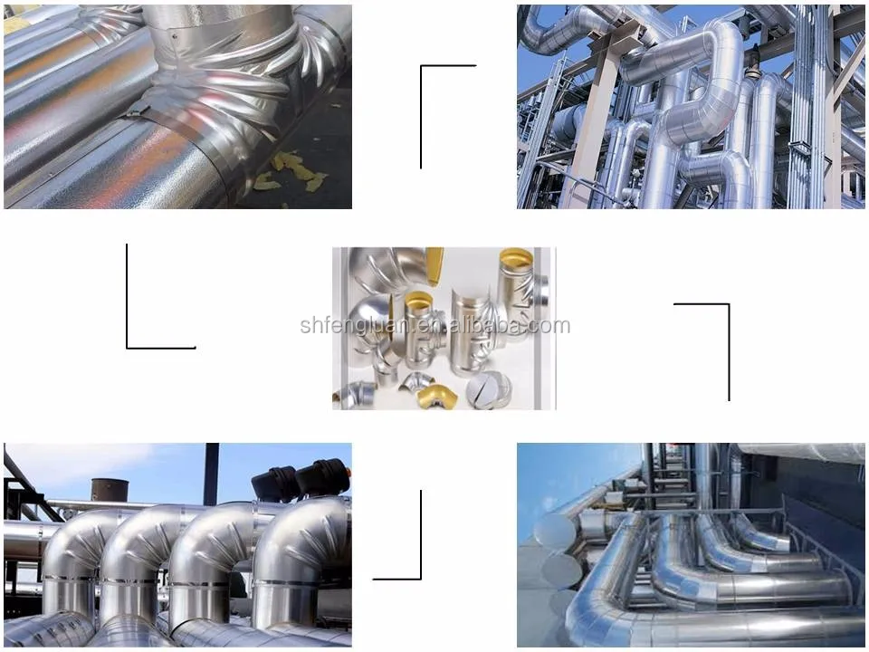 HVAC System Round Spiral Duct Fittings: Elbow Bend Reducer Tee, 15-180 ...