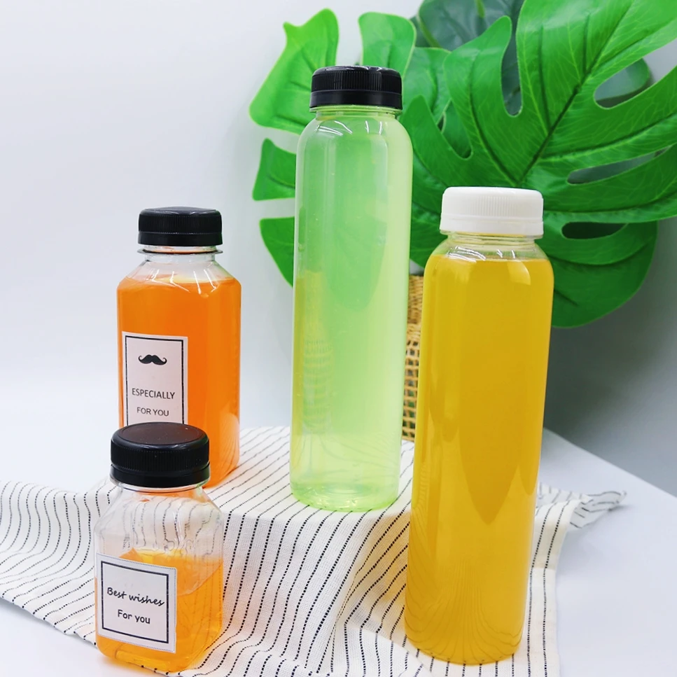 Food Grade 350ml Empty Plastic Juice Bottles Milk Bottles With Black ...