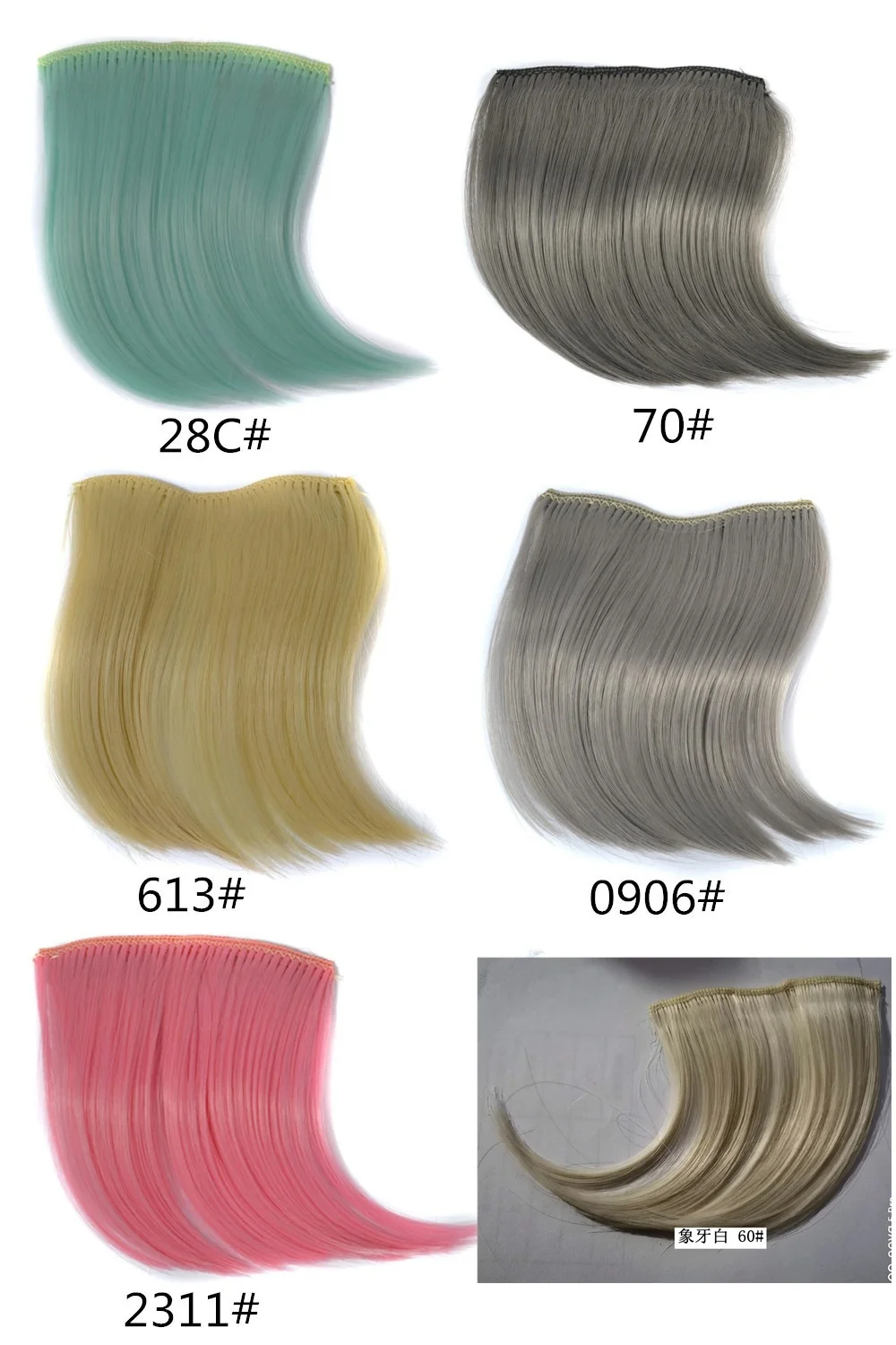 Rainbow Highlight Fringe Bangs Colorful Synthetic Hair Extensions with ...