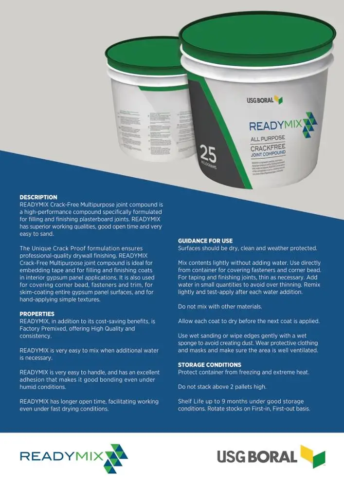 Usg Boral Sheetrock Joint Compound Ready Mixed Plasterboard Jointing ...