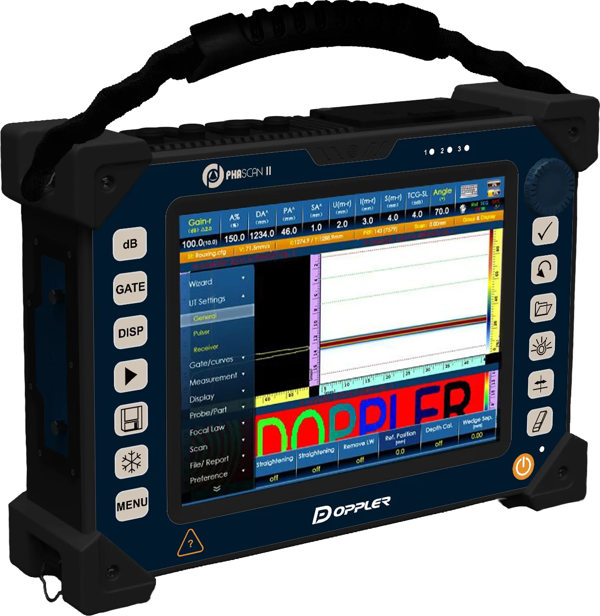 Doppler Phascan II - Portable PAUT Flaw Detector with Custom Support