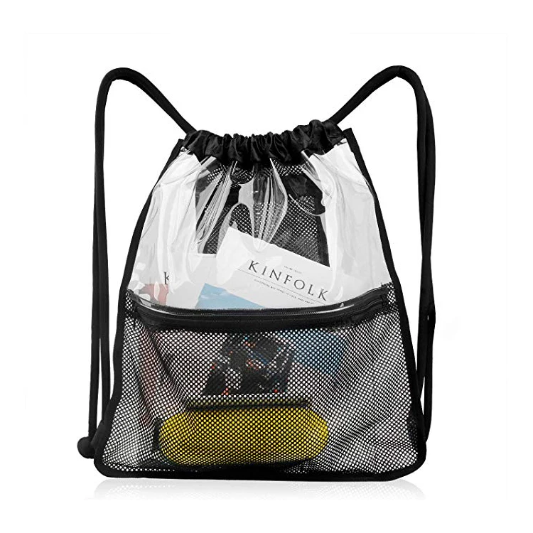 Heavy-duty Large Clear Pvc Drawstring Bag Waterproof Pvc Backpack With ...
