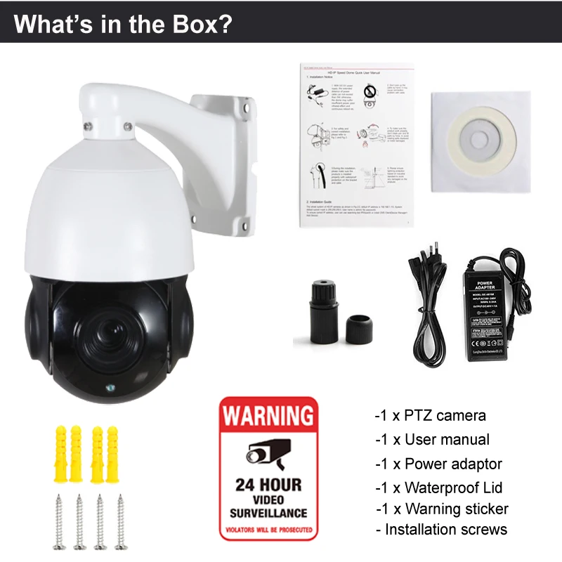 8MP 4K PTZ Camera with 20x Optical Zoom, Waterproof Design, Night ...
