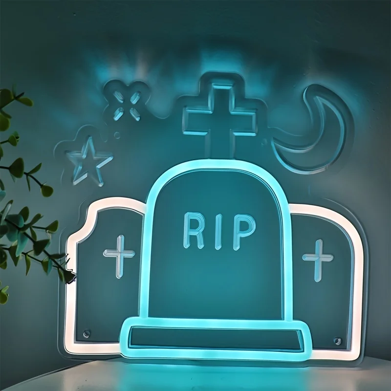 Tombstone RIP Wall LED Neon Sign for Easter Event Decoration 9.02 '* 7. ...
