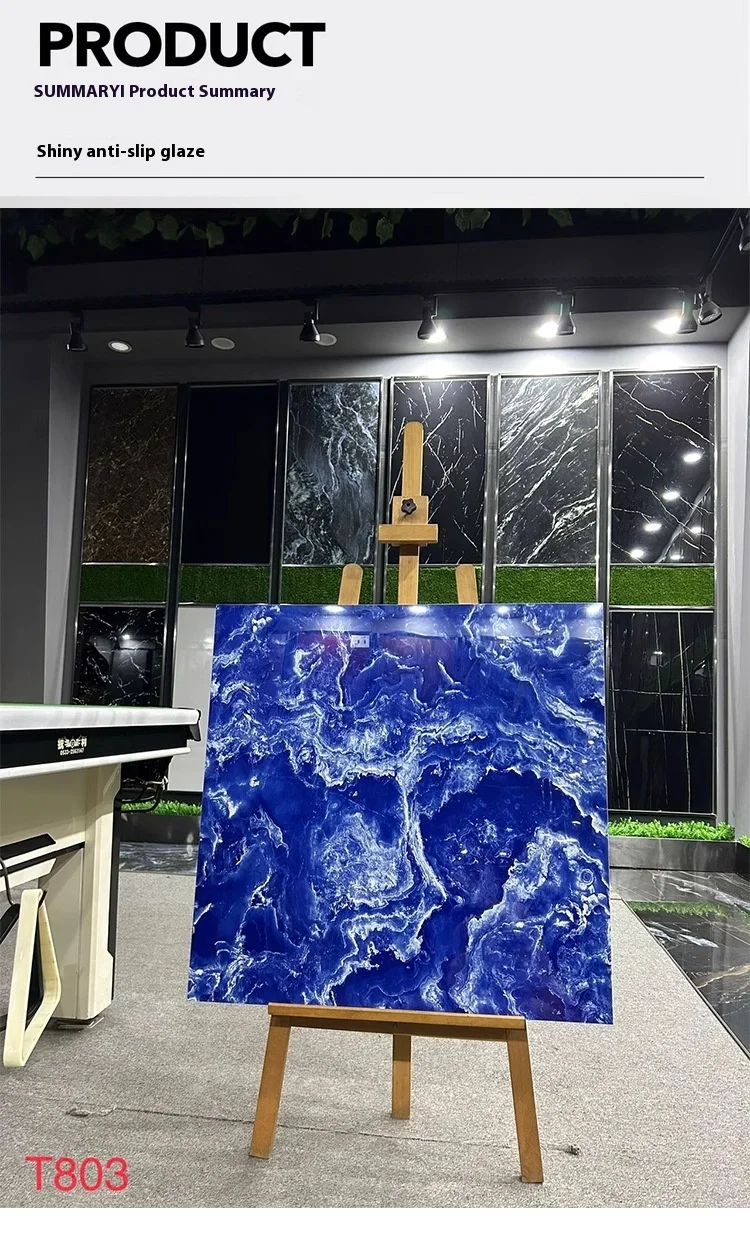 Blue Luxury Polished Slab Tiles 800x800 Non-Slip Living Room Hotel KTV ...
