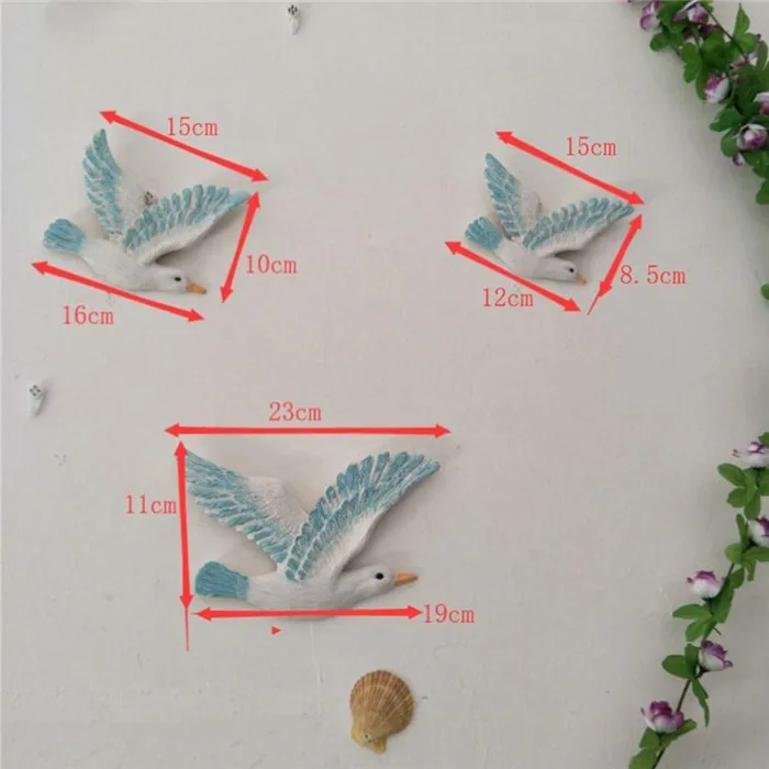 Polyresin/resin Seagull 3pcs Resin Wall Hanging Seagulls Birds Nautical ...