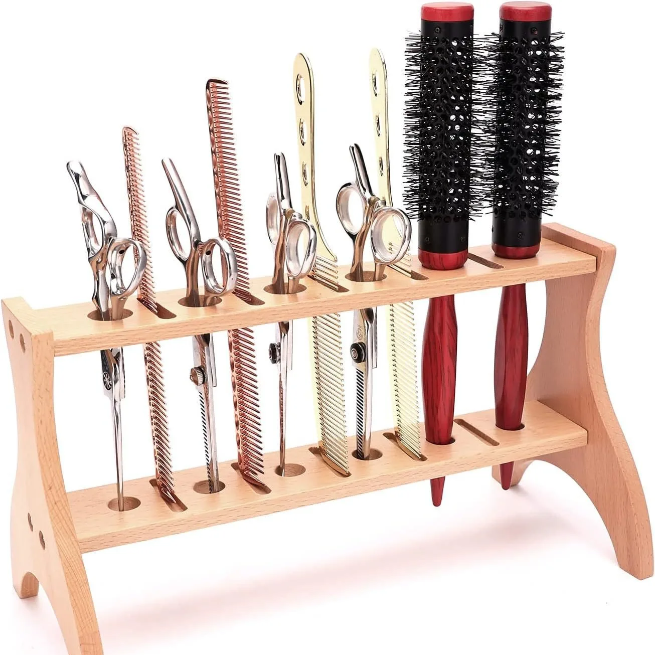 Wooden Scissors Rack 6 Sets - Barber Shop Comb Rack - Solid Wood Comb ...