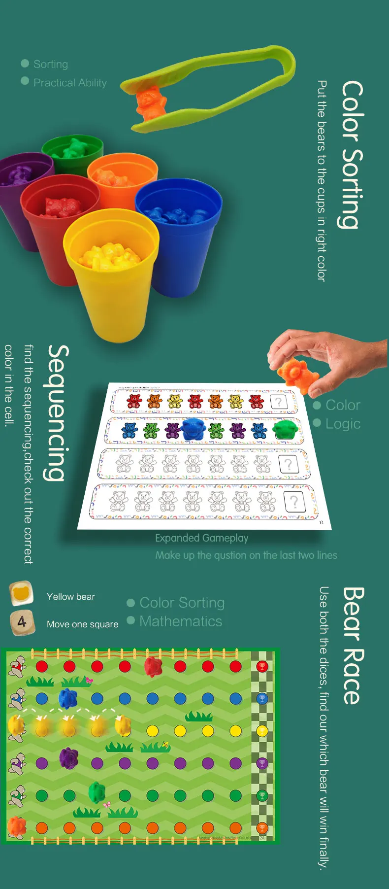 Toy Rainbow Counting Bears - Montessori Educational STEM Toy