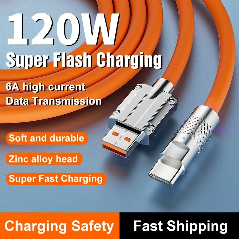 120W 6A Fast Charging Cable - Reliable USB Type-C Solution