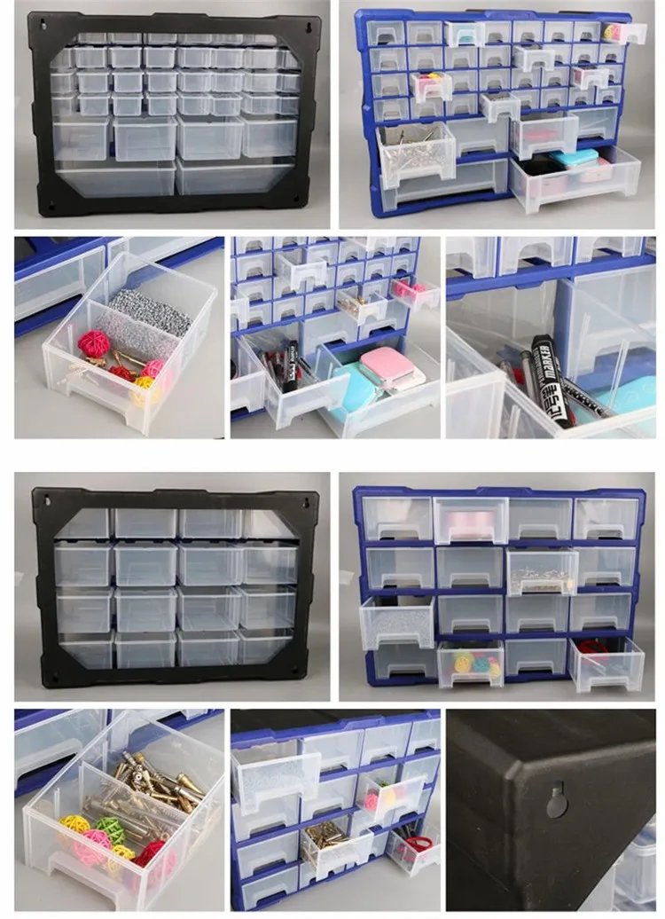 Home Storage Organization - Plastic Tool Box Bins with Drawers