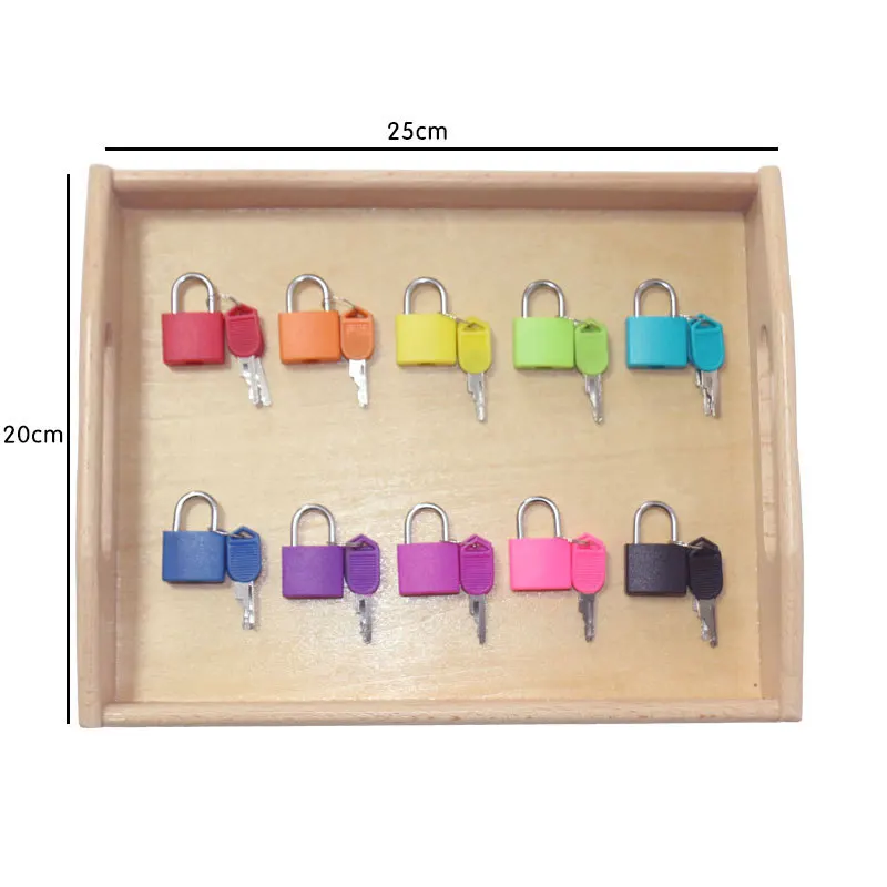 Montessori Kids Wooden Keys Locks Tray - Educational Toy