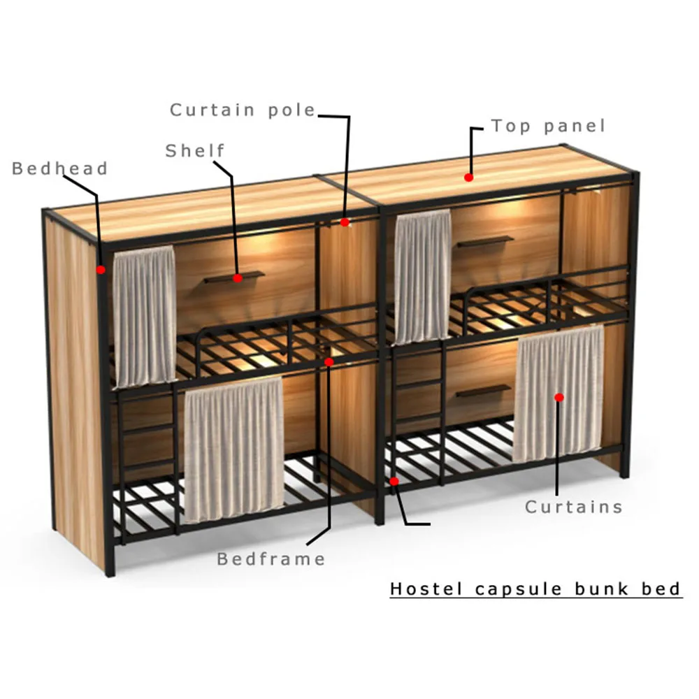 Steel Metal Hotel Capsule Bed Hostel Sleeping Pods Bunk Bed For Hotel ...