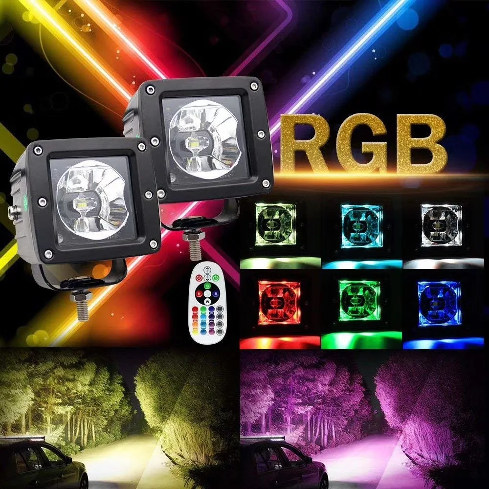 18w Car Led Work Light Rgb Flood Light 12v Led Driving Lamp For Off ...